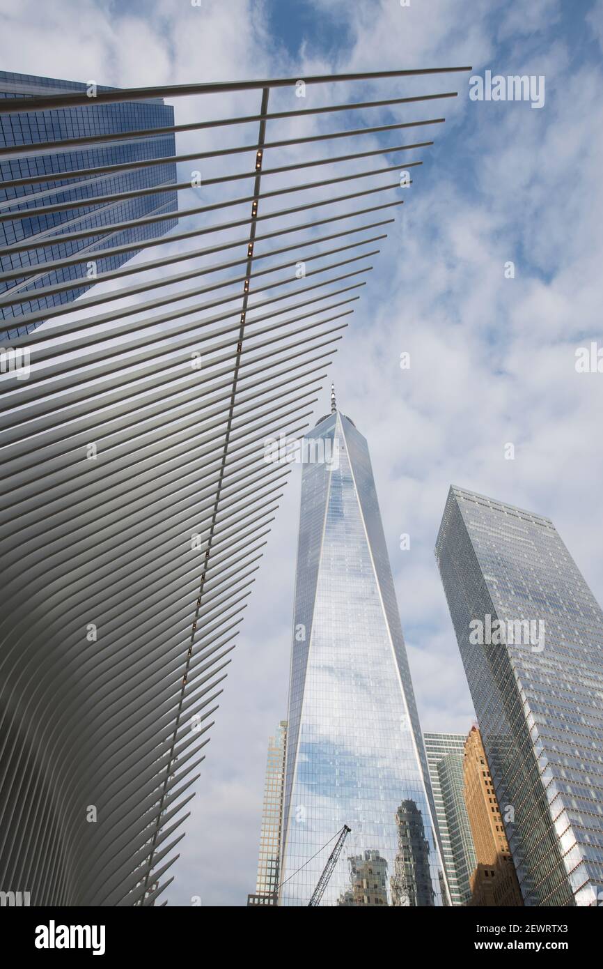 Oculus building and high rises in Lower Manhattan, the Oculus is a ...