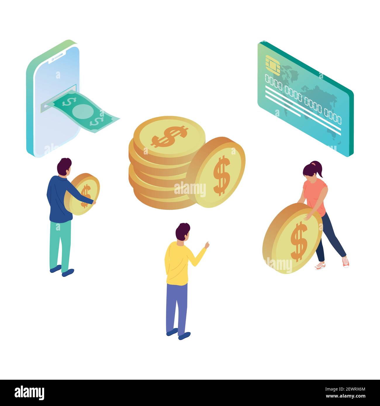 people and online bank icons Stock Vector Image & Art - Alamy