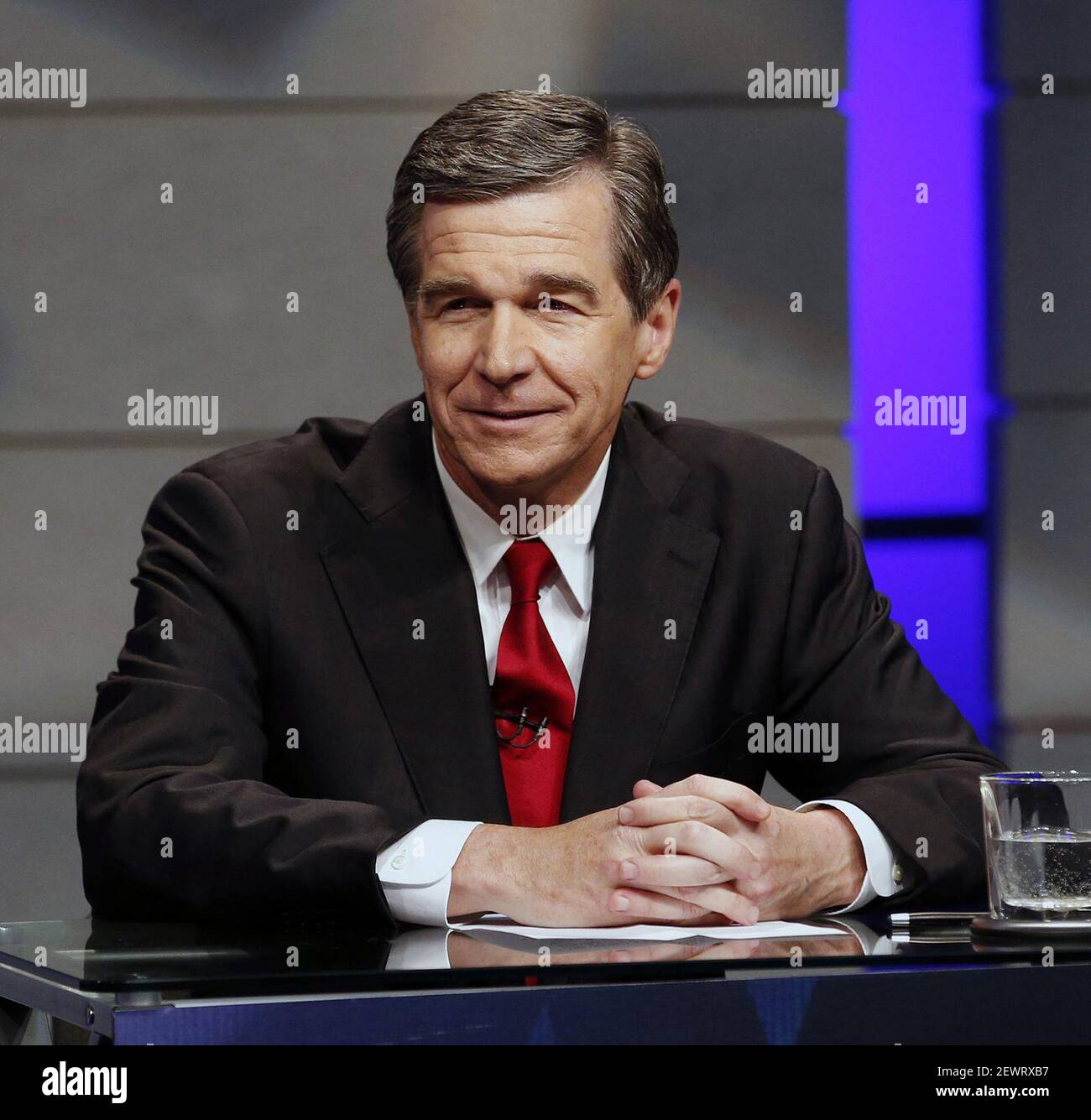 North Carolina Gov. Roy Cooper during a debate at WRAL studios in ...