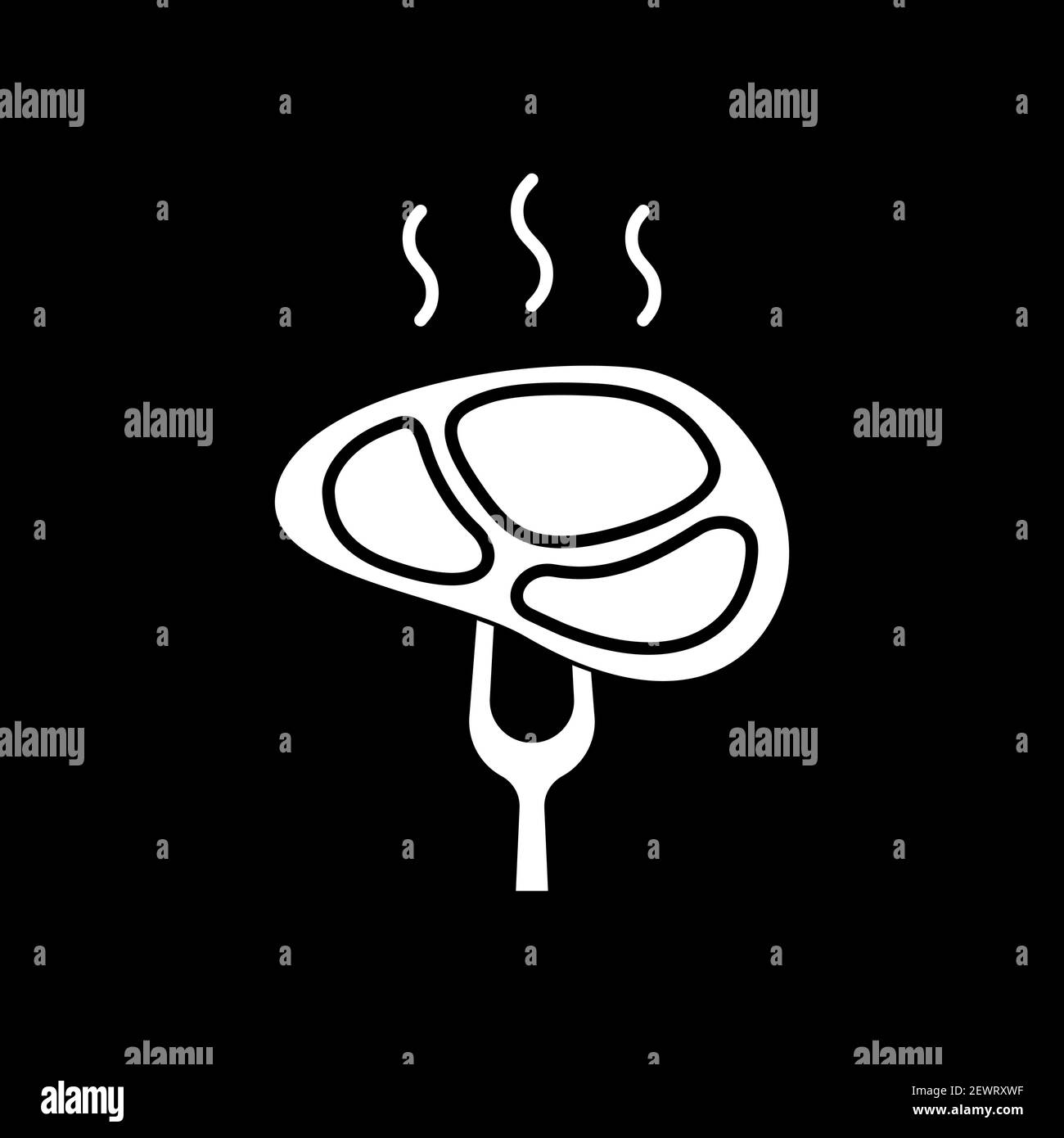 Grilled meat dark mode glyph icon Stock Vector Image & Art - Alamy