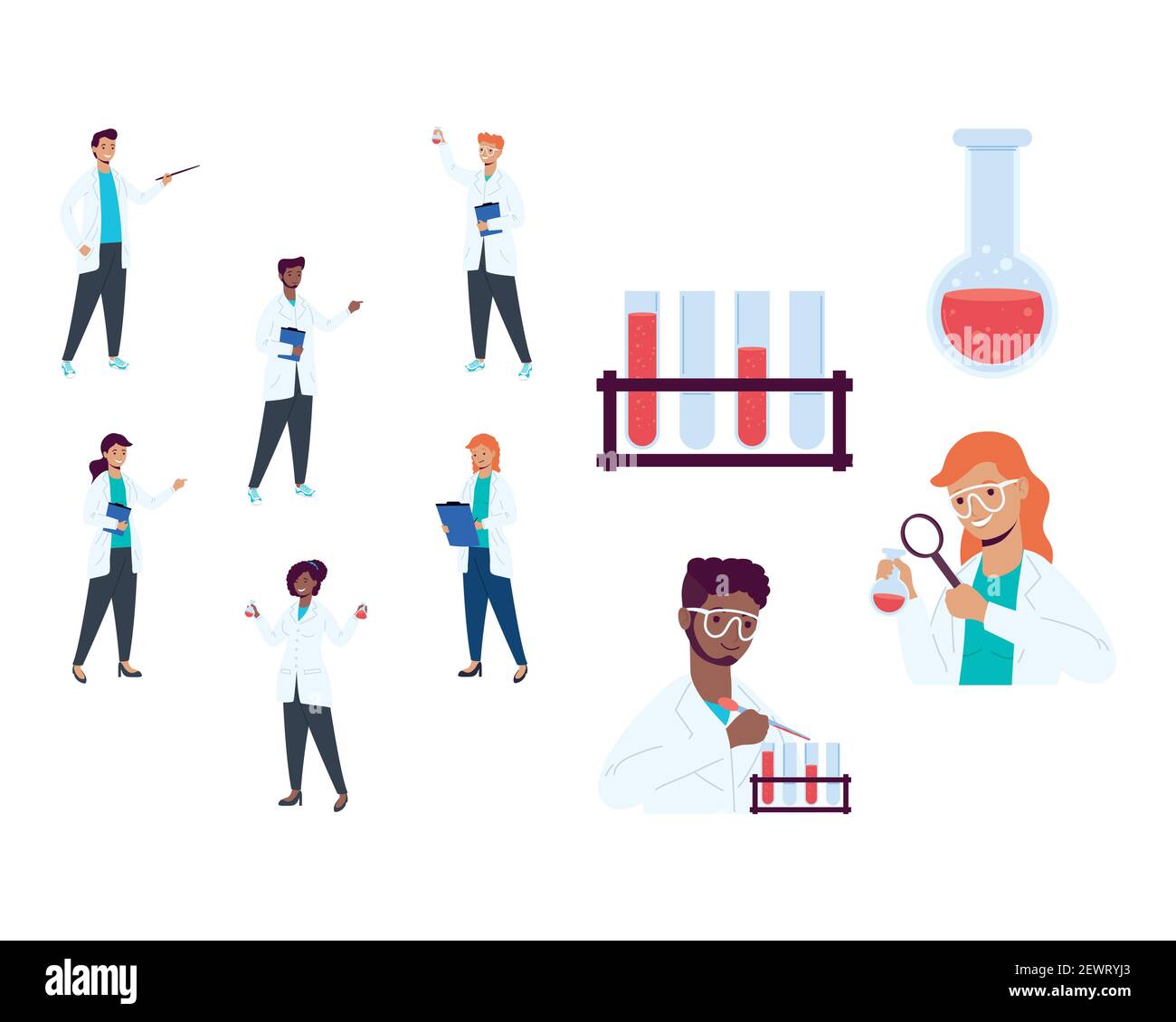 scientifics workers and laboratory tools Stock Vector Image & Art - Alamy