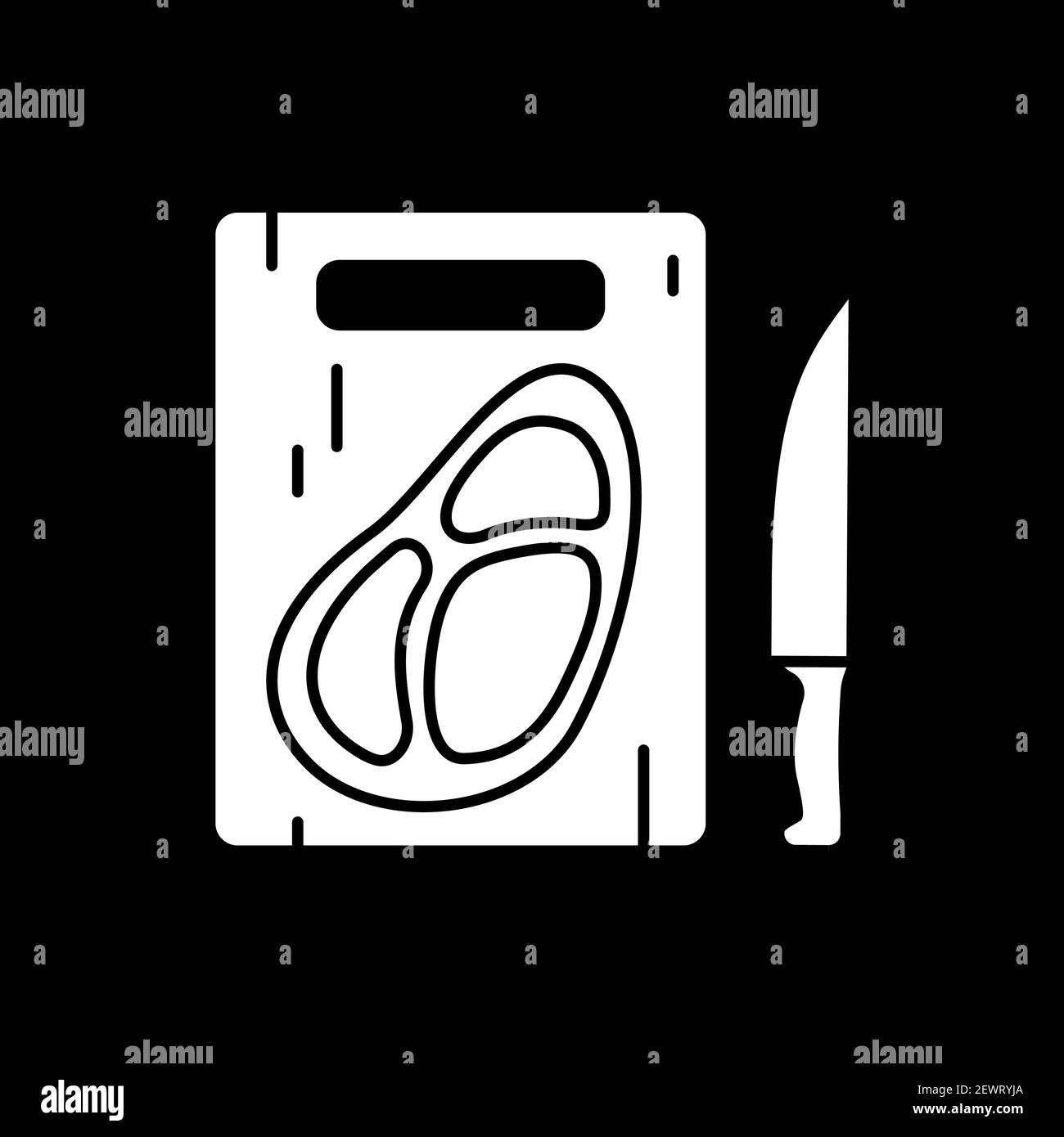 Meat on cutting board dark mode glyph icon Stock Vector Image & Art - Alamy