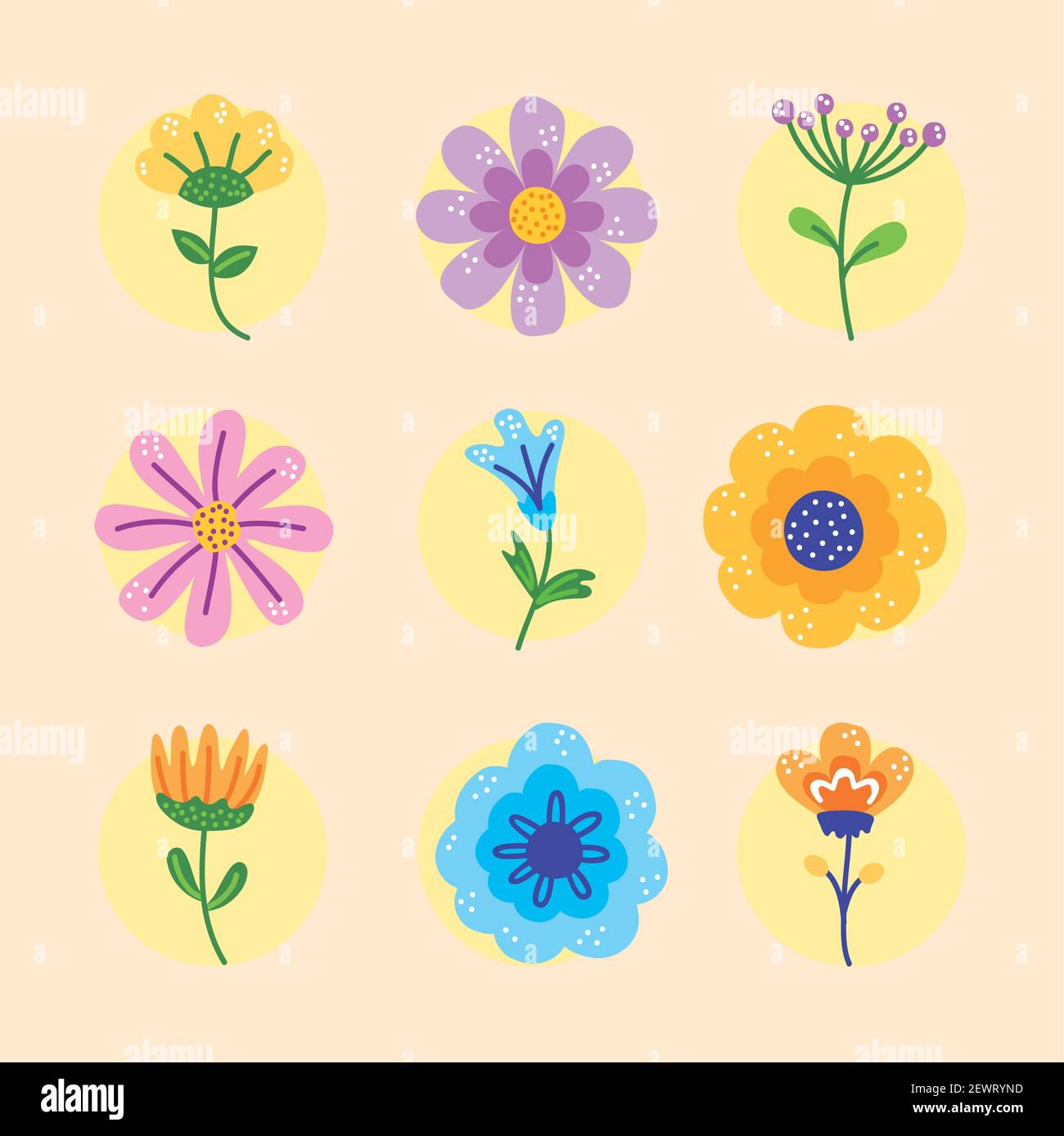 Nine flowers Stock Vector Images - Alamy