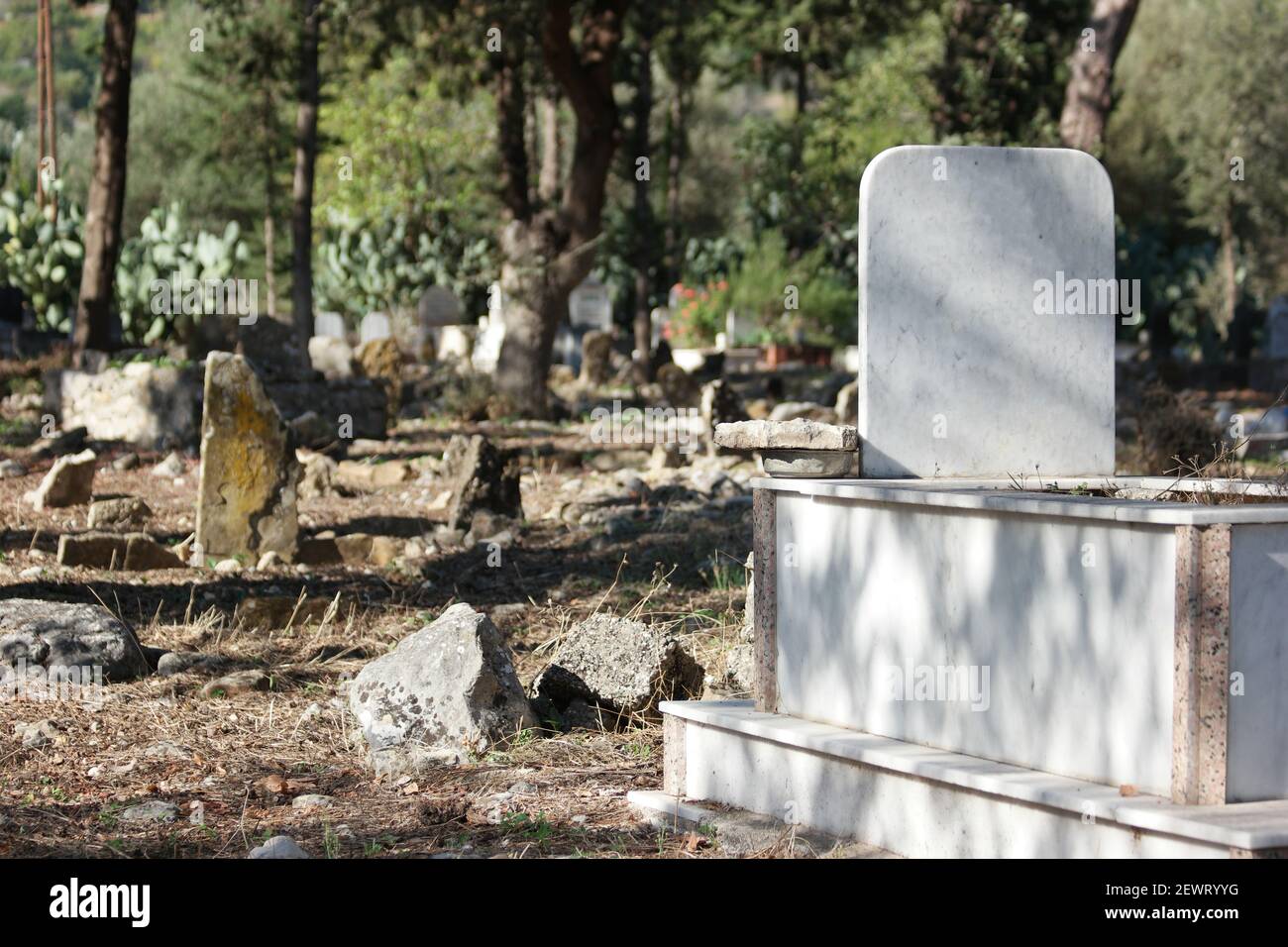 Gravestone in the muslim cemetery in Antalya, Turkey Stock Photo - Alamy