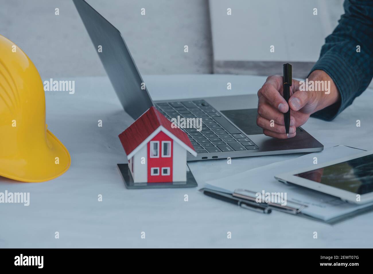 Architect Engineer soft focus design house project building ...