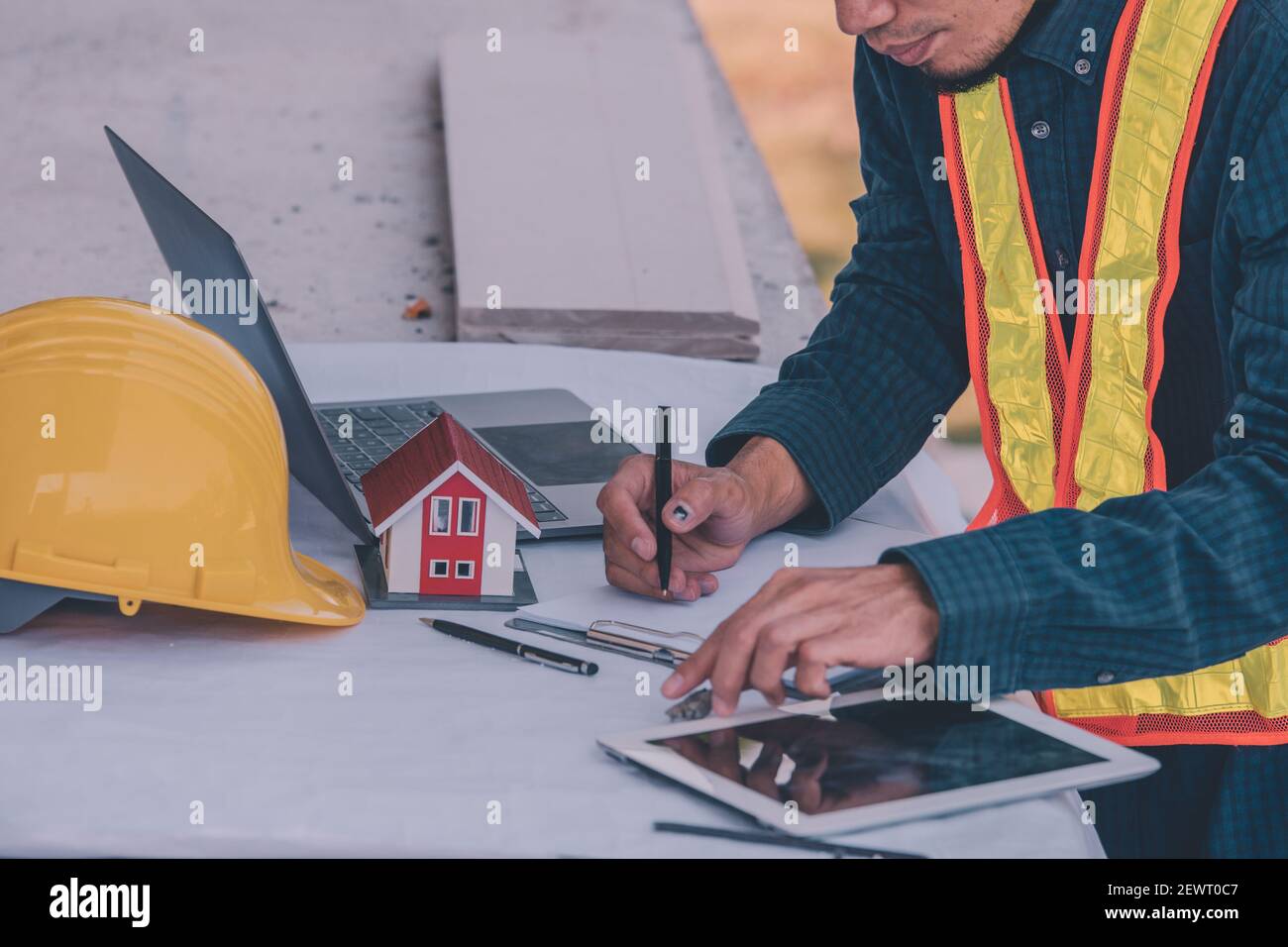 Architect Engineer soft focus design house project building ...