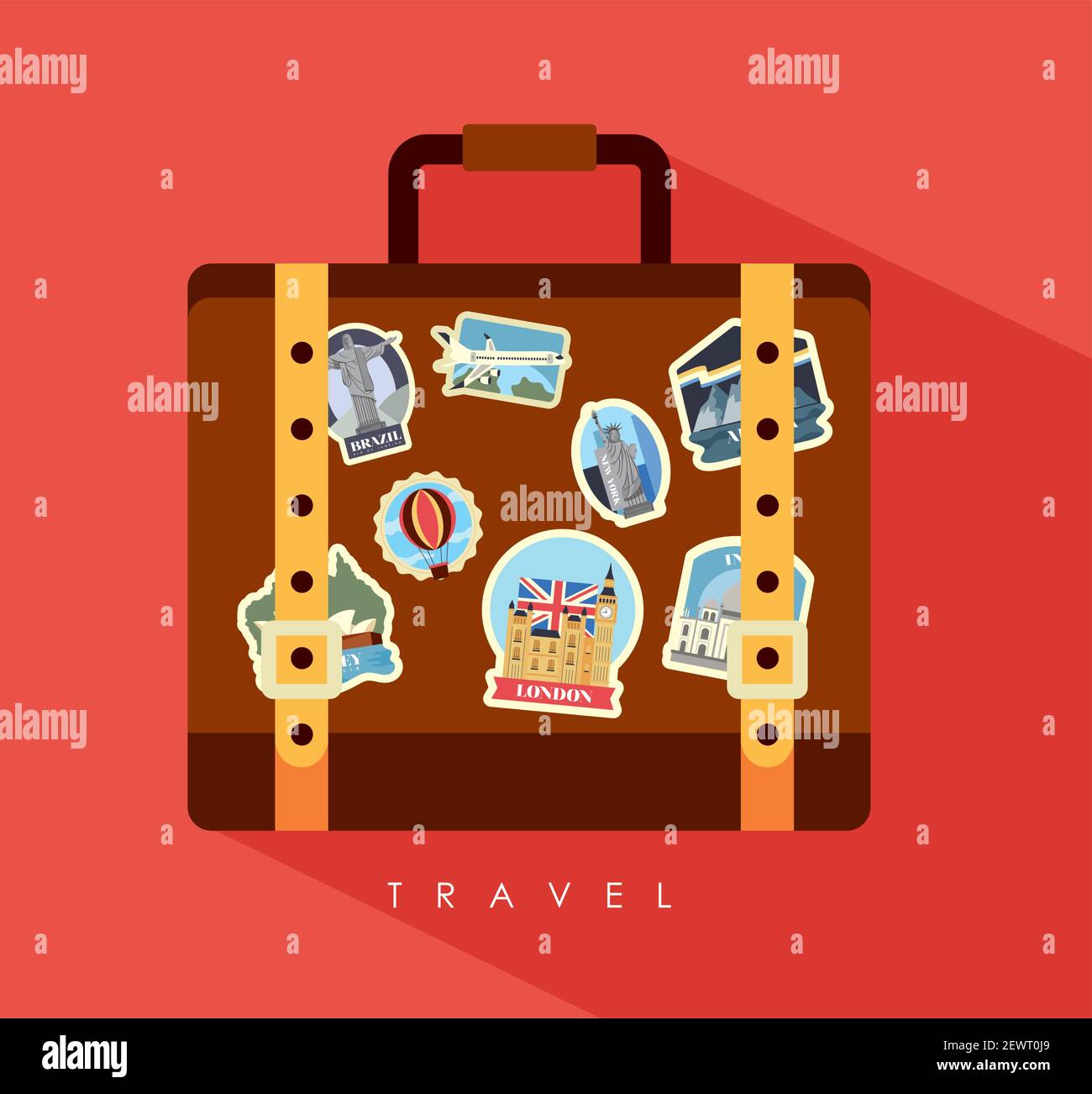 suitcase with stickers vector illustration design Stock Vector Image ...