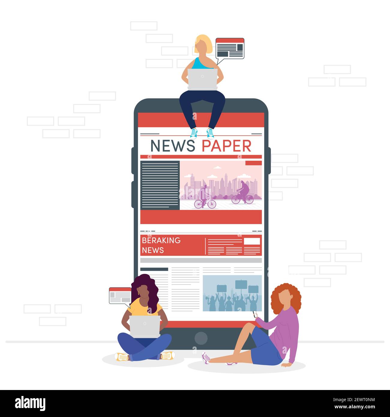 Girls using technology Stock Vector Images - Alamy