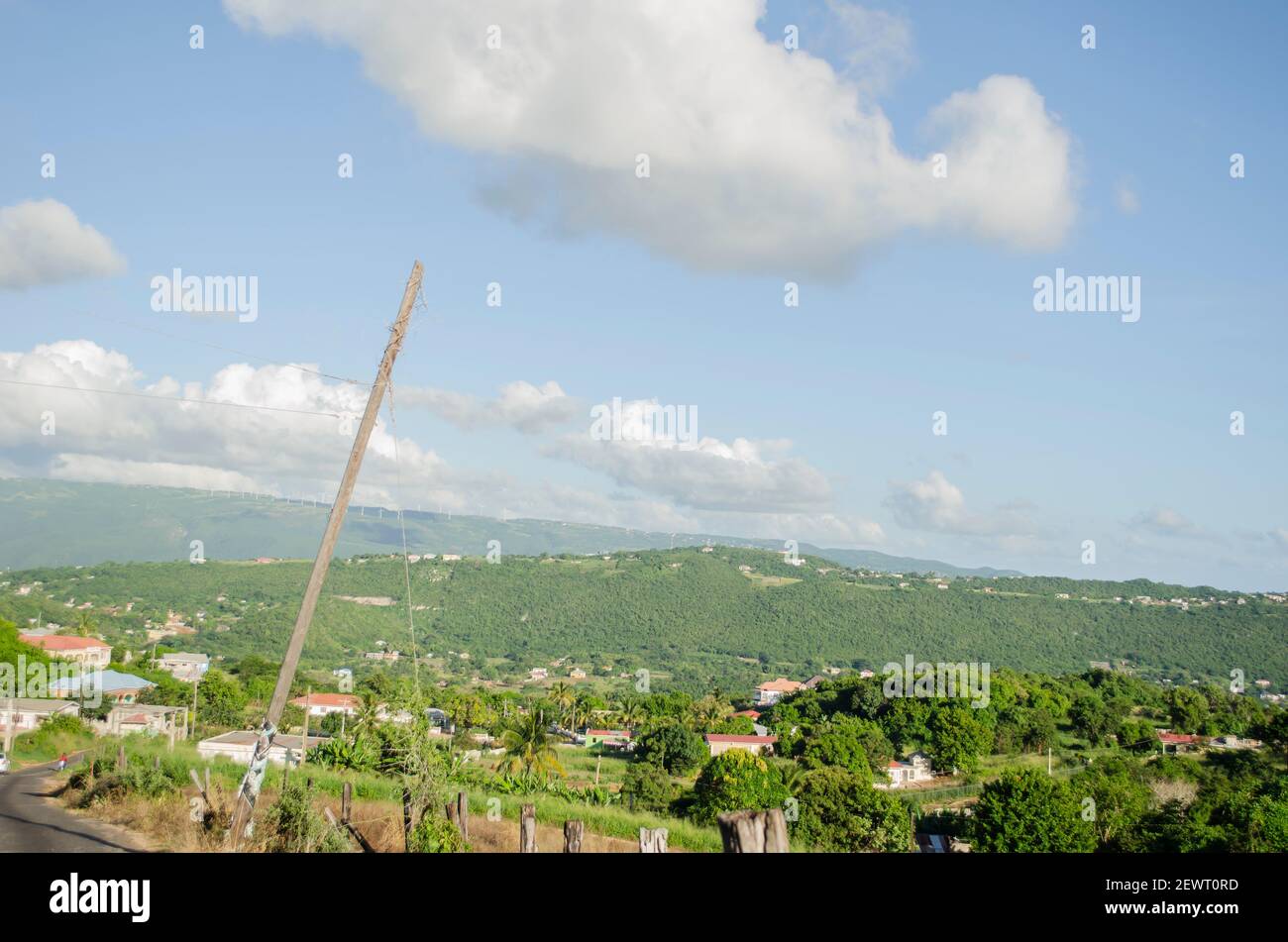 Utility Post Towering Over Landscape Stock Photo - Alamy