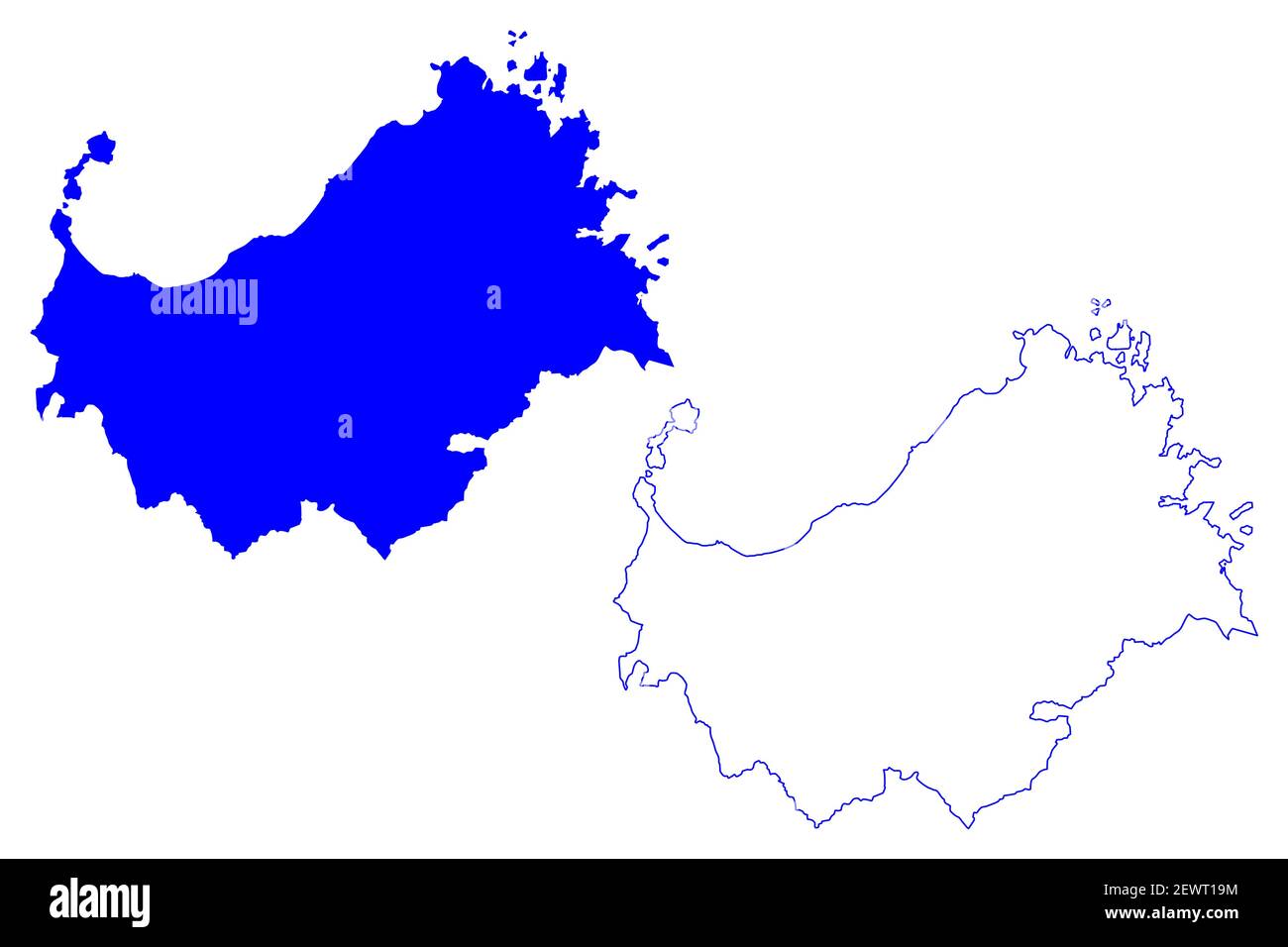 Sassari province (Italy, Italian Republic, Sardinia region) map vector ...
