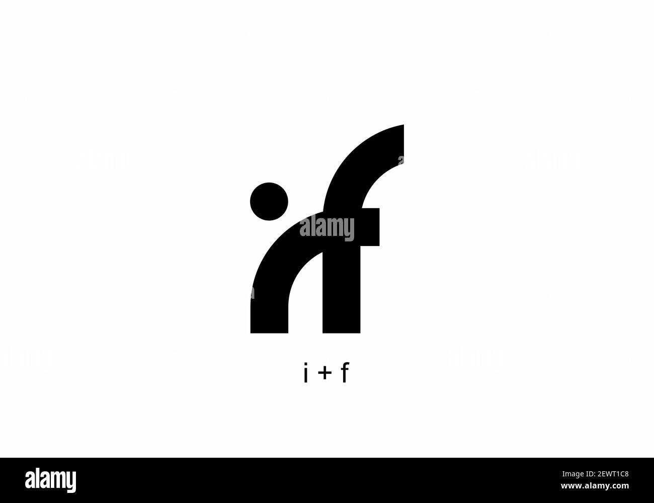 Monogram black and white i and f initial letter design Stock Vector ...