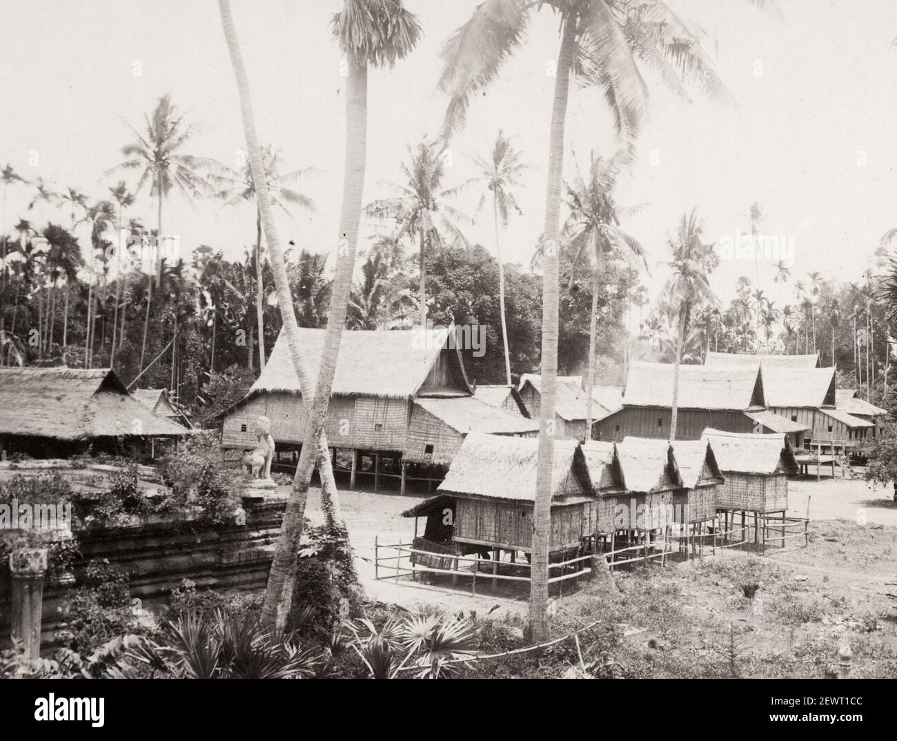Vintage late 19th century photograph: Native, indigenous houses ...