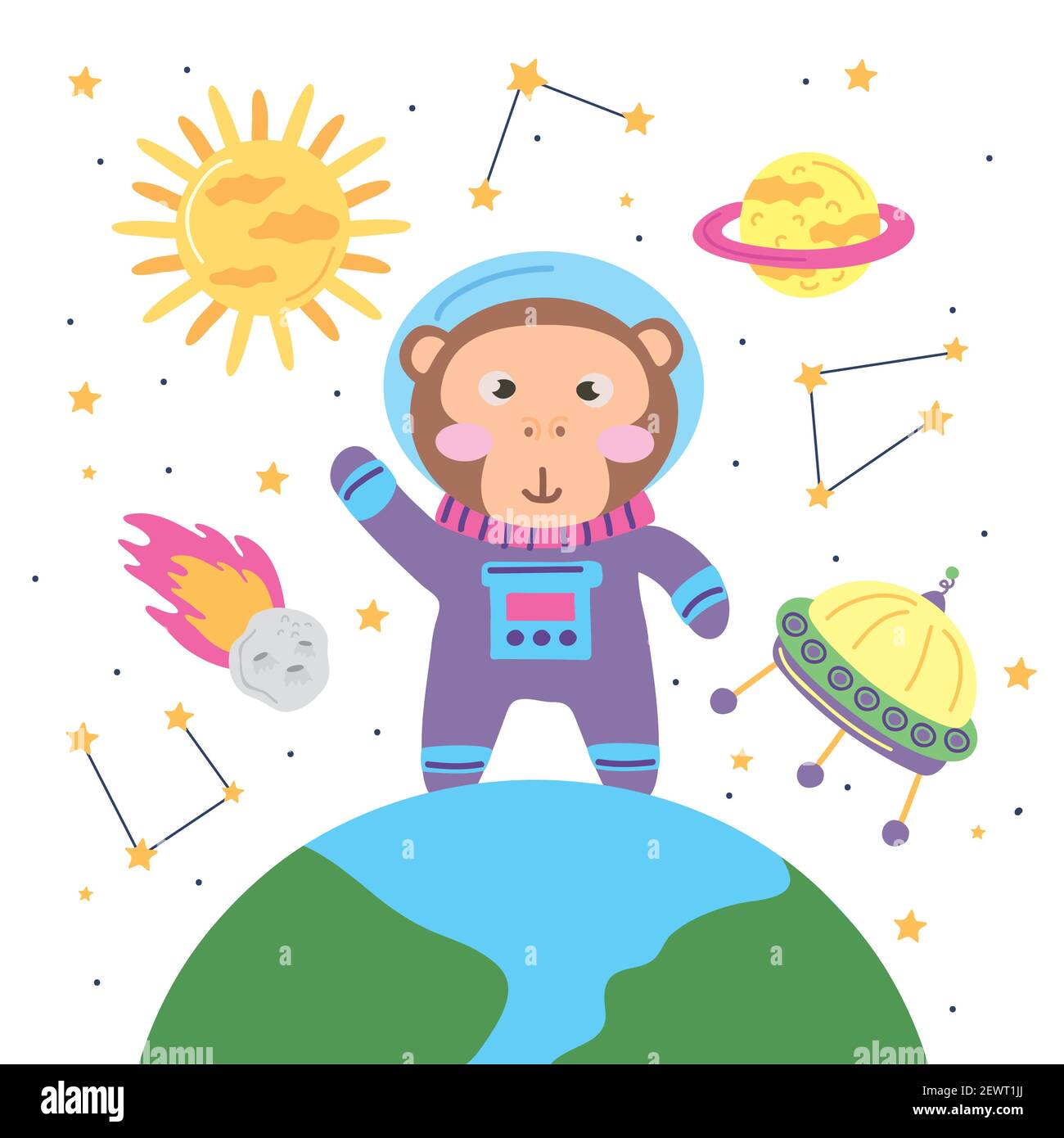 monkey astronaut and space icons Stock Vector Image & Art - Alamy