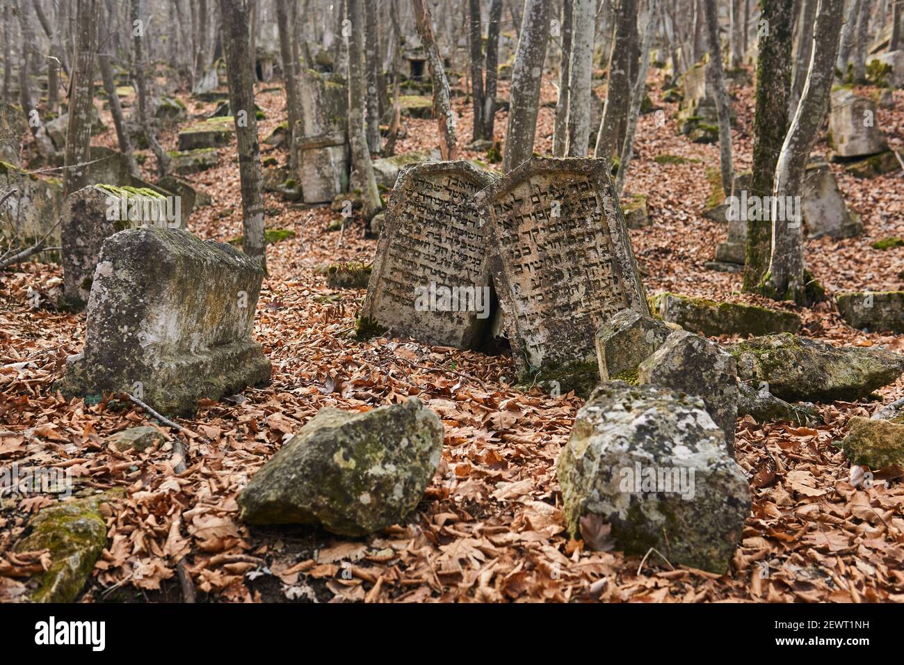 Bakhchisarai, Crimea - January 25, 2021: gravestones at the ancient ...