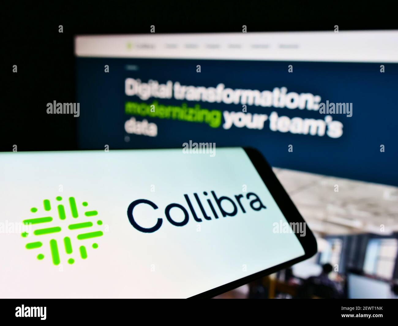 Smartphone with business logo of Belgian software company Collibra NV ...
