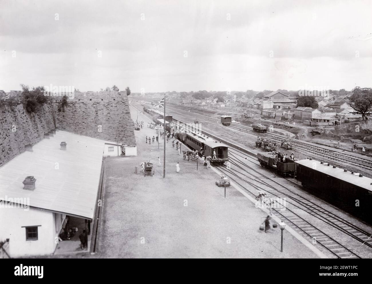 Vintage late 19th century photograph: Train station at Peking, Beijing ...