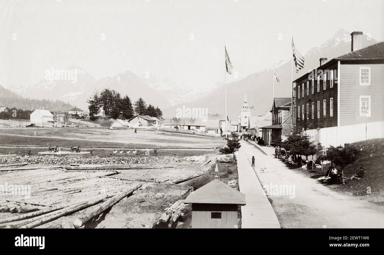 Vintage c.1900 photograph: Main street, Sitka, Alaska Stock Photo - Alamy