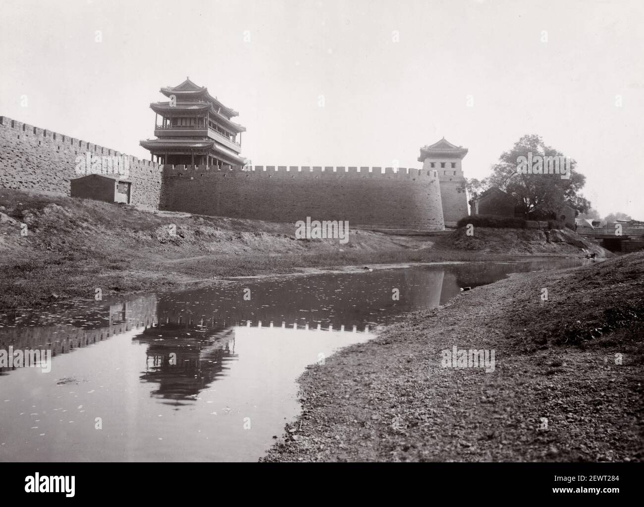 Vintage late 19th century photograph: City walls, Peking, Beijing ...