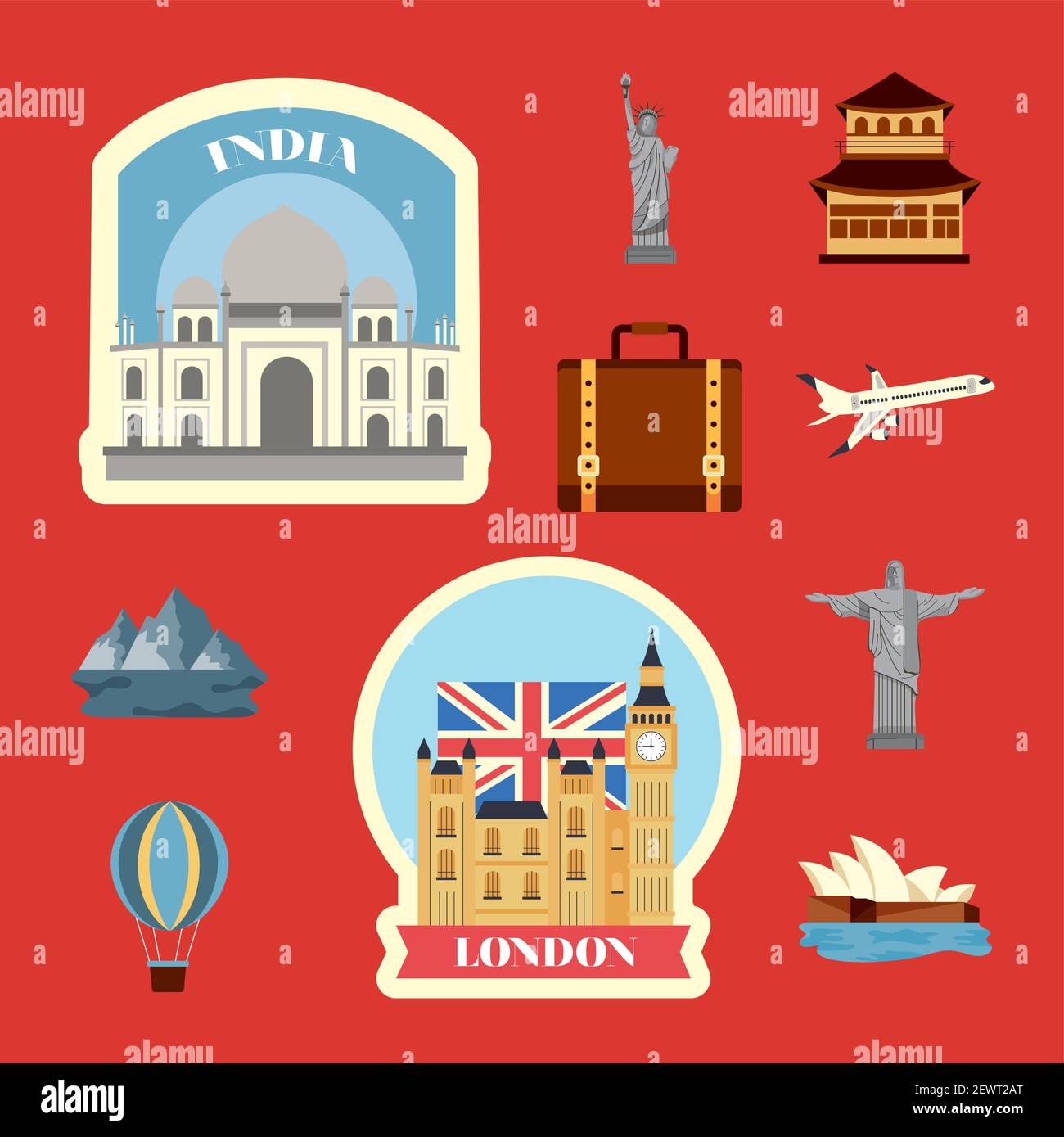 travel set monuments ten stickers Stock Vector Image & Art - Alamy