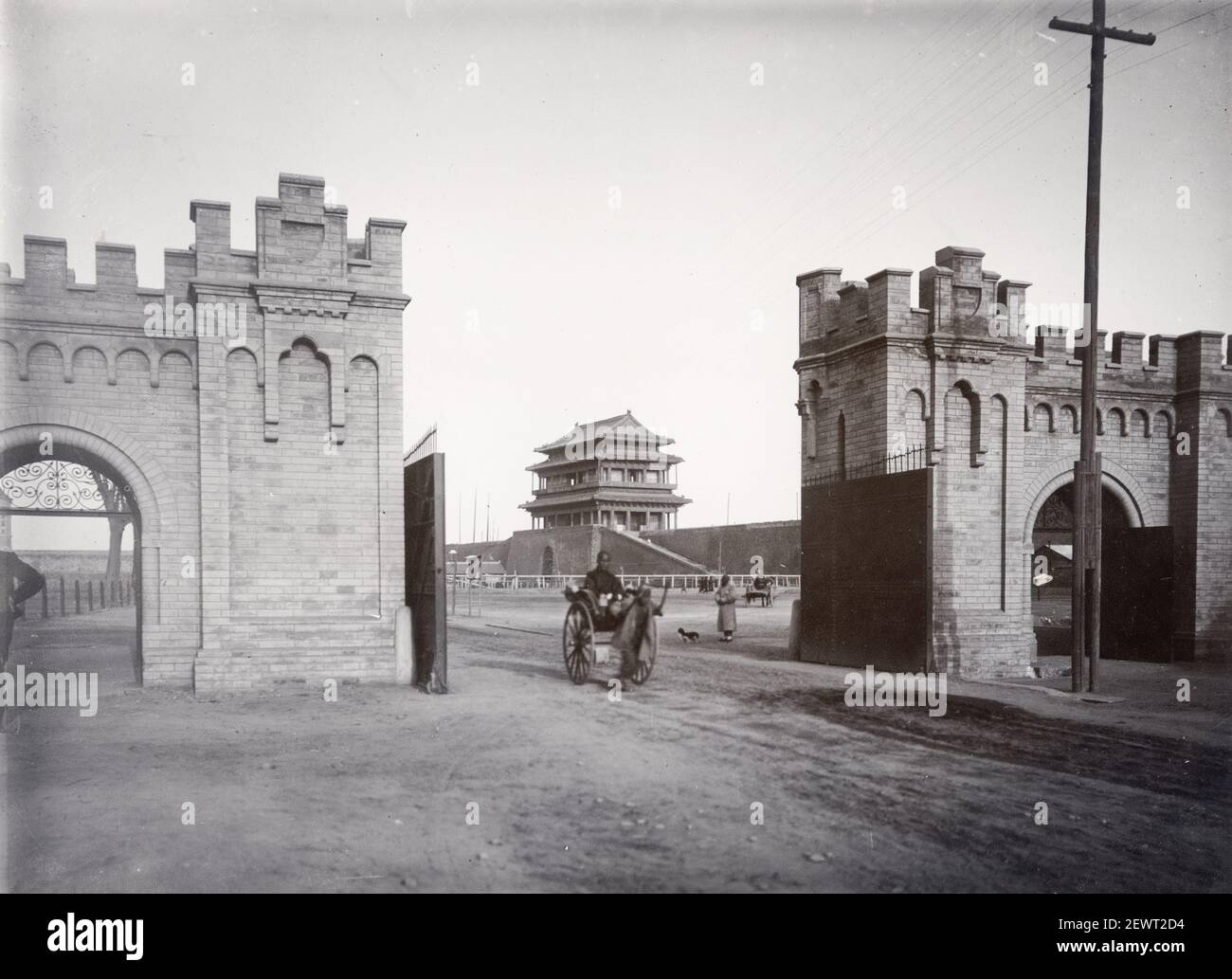 Vintage photograph: Gate at the entrance to the Legation Quarter ...