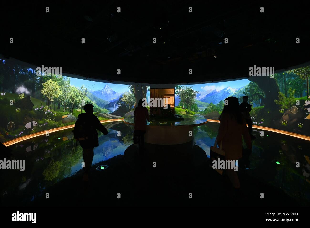 CHENGDU, March 3, 2021 (Xinhua) -- People visit the Chengdu Giant Panda ...