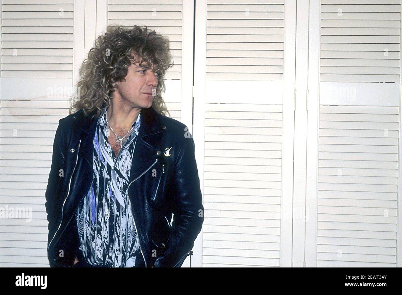 Robert Plant at a photoshoot at Brown's Hotel. London, 02/04/1988 ...