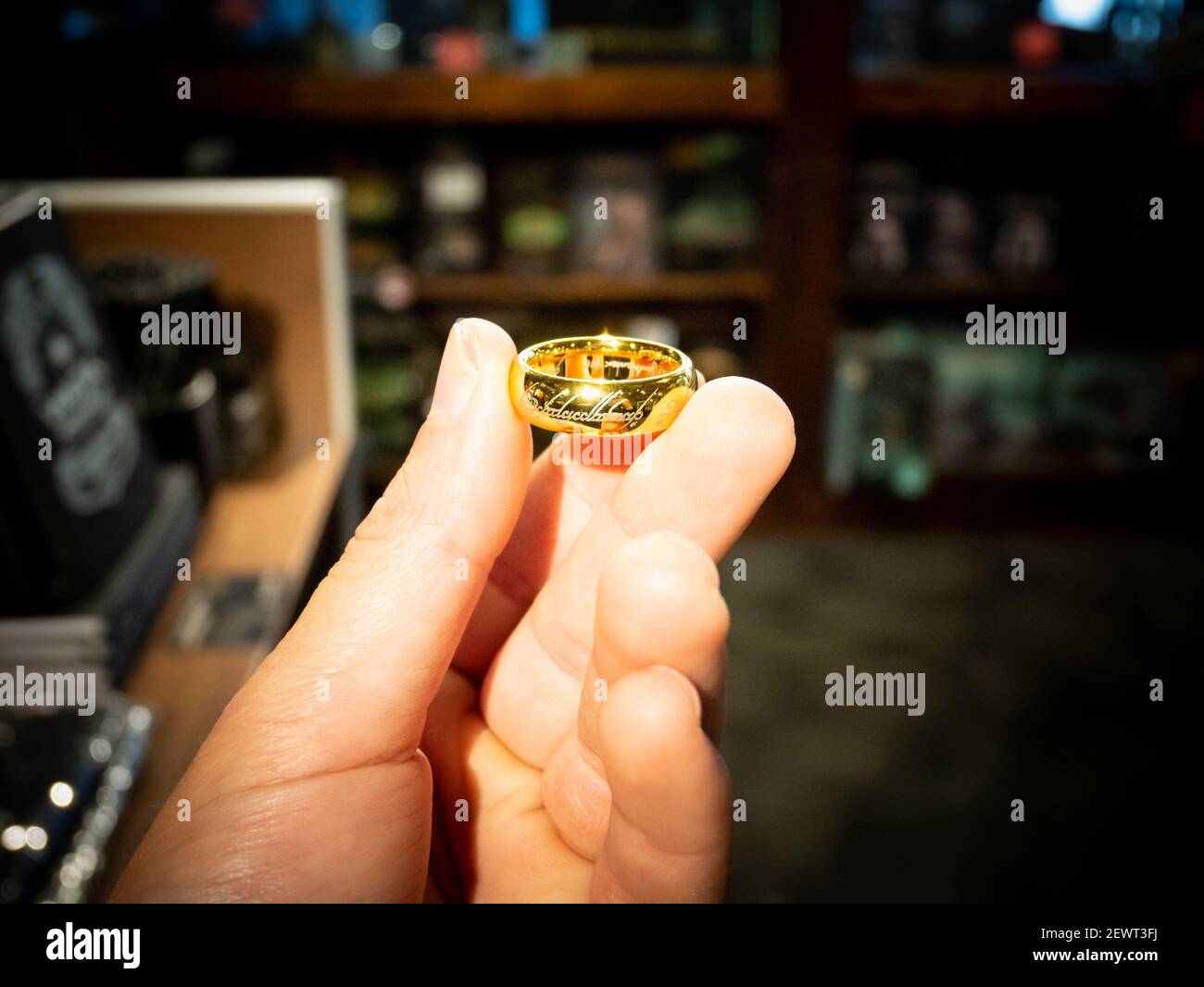 Ring of power aka One ring detailed shot in hand,Ring of power aka One ...