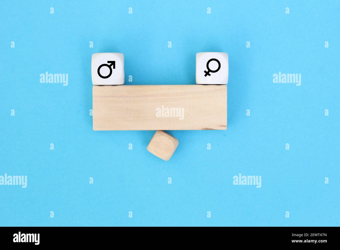 Concept of gender equality. blocks with male and female symbols on a ...
