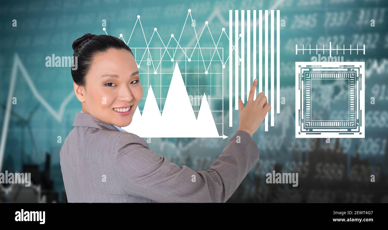 Animation digital screen data over hi-res stock photography and images ...