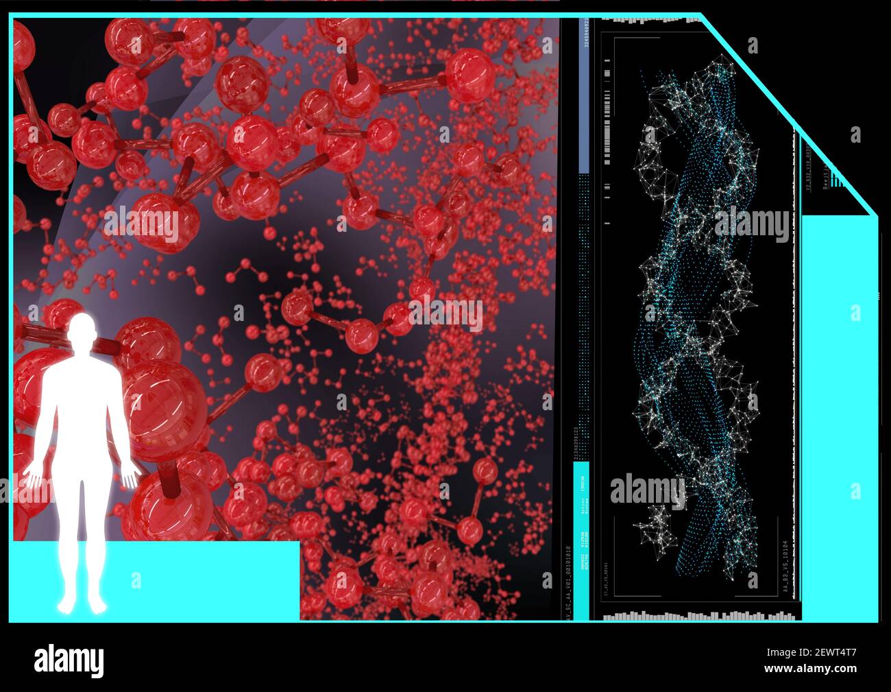 Scientific data processing with human body, red blood cells and dna ...