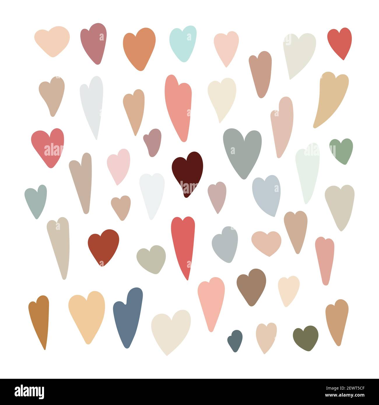 Boho style hearts simple vector illustration in trendy pastel colors ...