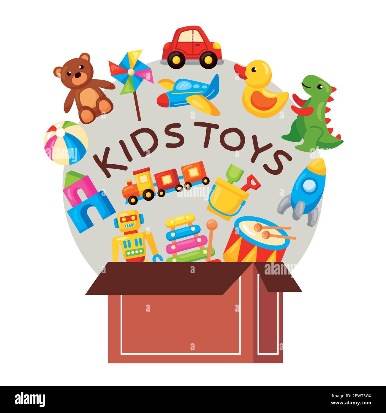 box with kids toys icons Stock Vector Image & Art - Alamy