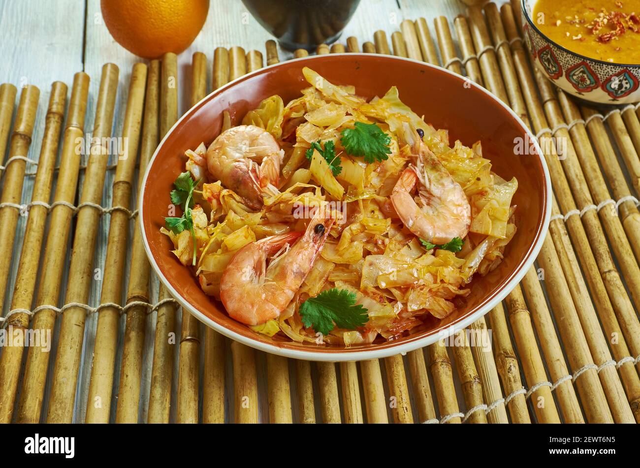 Liberian Cabbage Stew with shrimps, African cuisine Stock Photo - Alamy