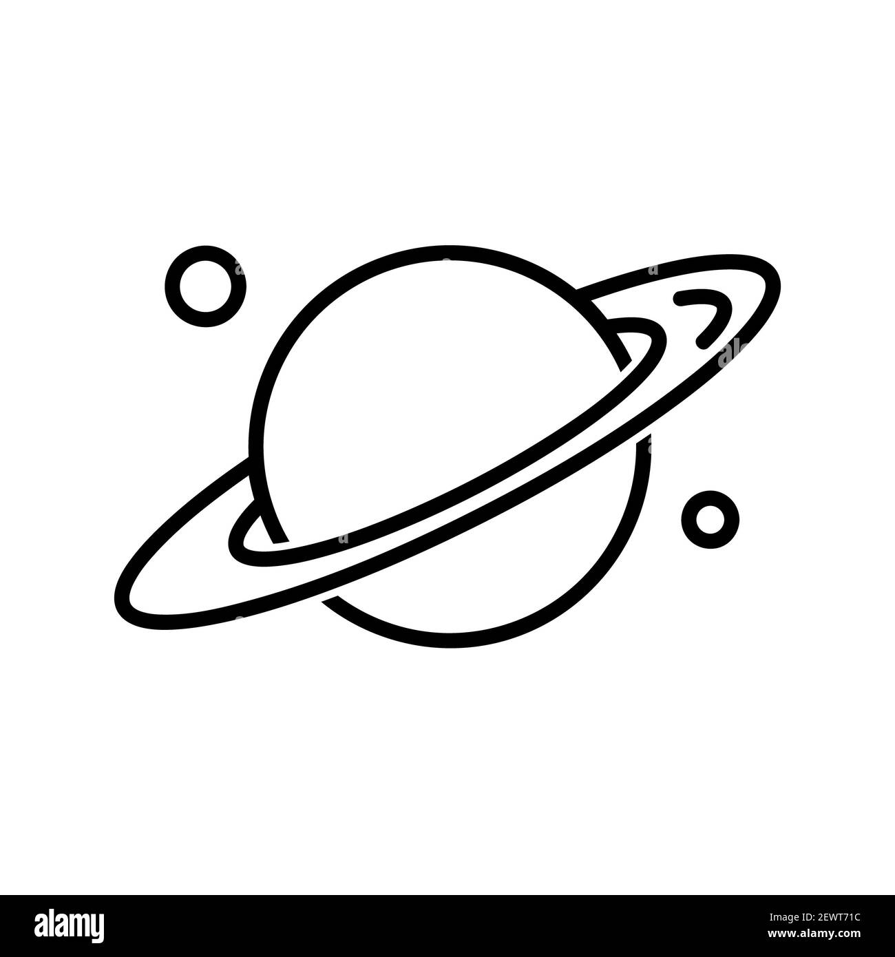 Saturn planet flat icon. Pictogram for web. Line stroke. Isolated on ...