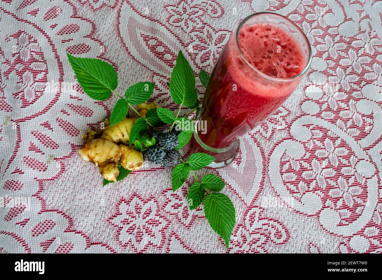 Black Raspberry Juice And Ingredients Stock Photo - Alamy