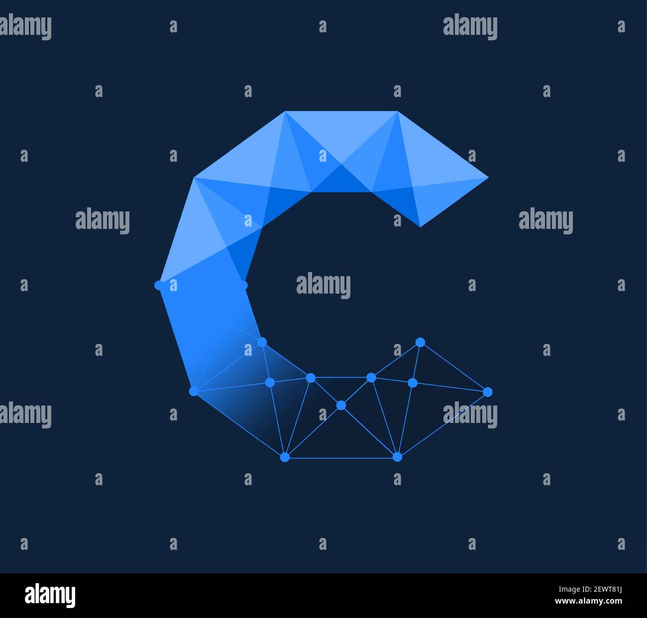 Initial Letter C logo Connected circle symbol. Tech Letter C vector ...