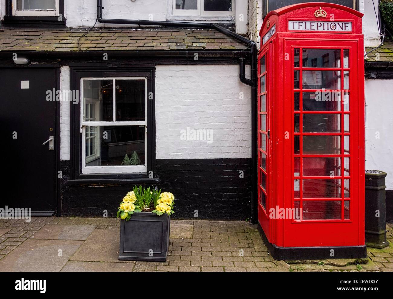 Red telephone box outside The Boot Pub St. Albans Hertfordshire UK ...