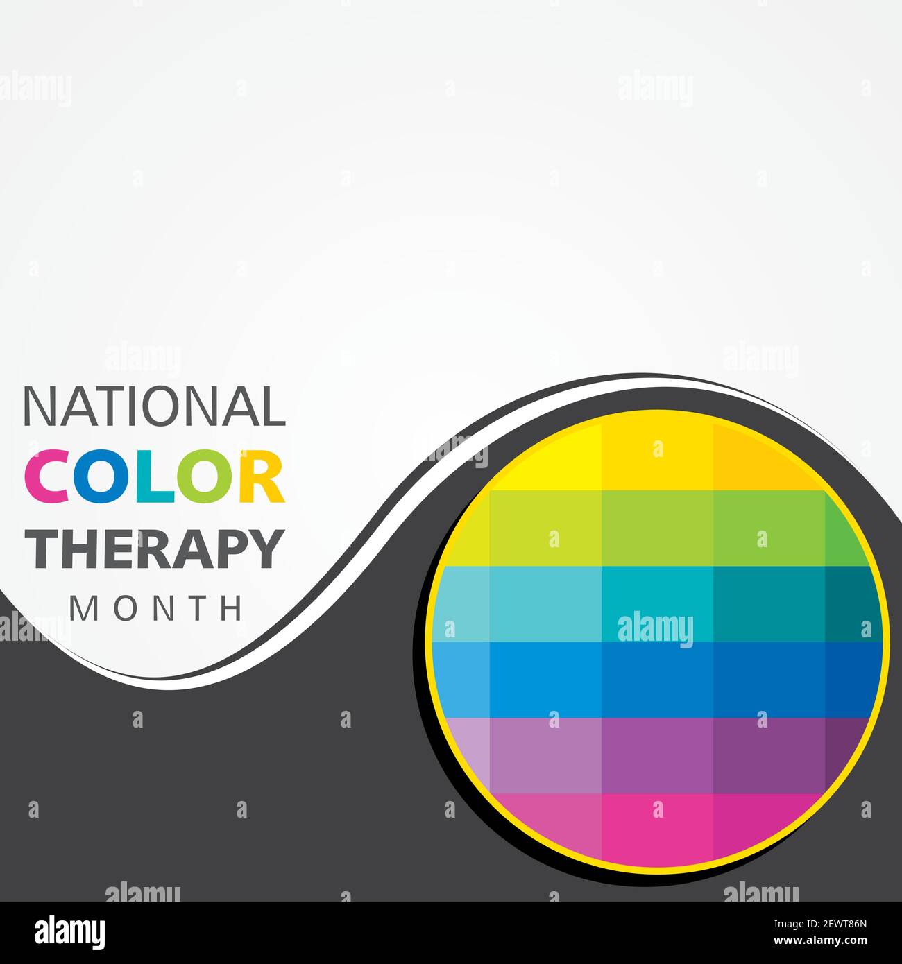 Vector illustration of National Color Therapy Month observed in March ...