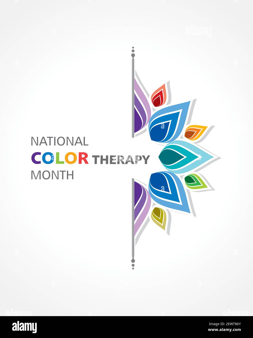 Vector illustration of National Color Therapy Month observed in March ...