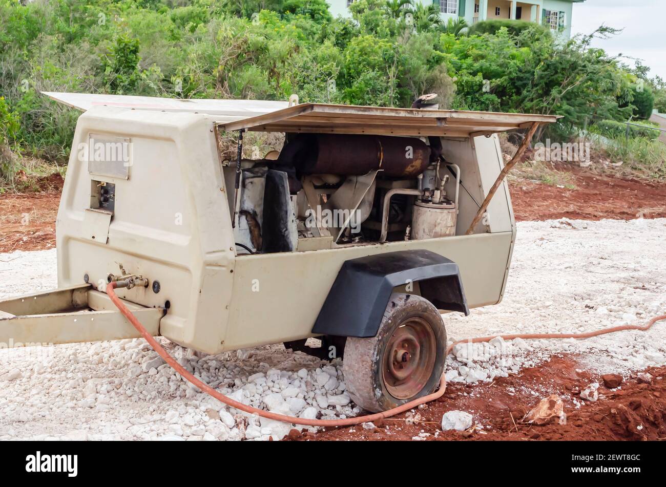 Compressor On Worksite Stock Photo - Alamy