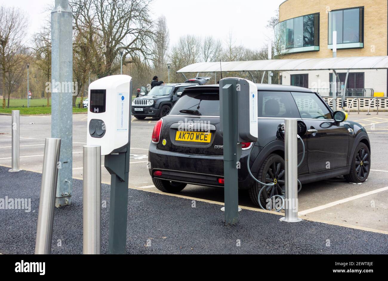 Electric car charging batteries St. Albans Hertfordshire UK Stock Photo ...