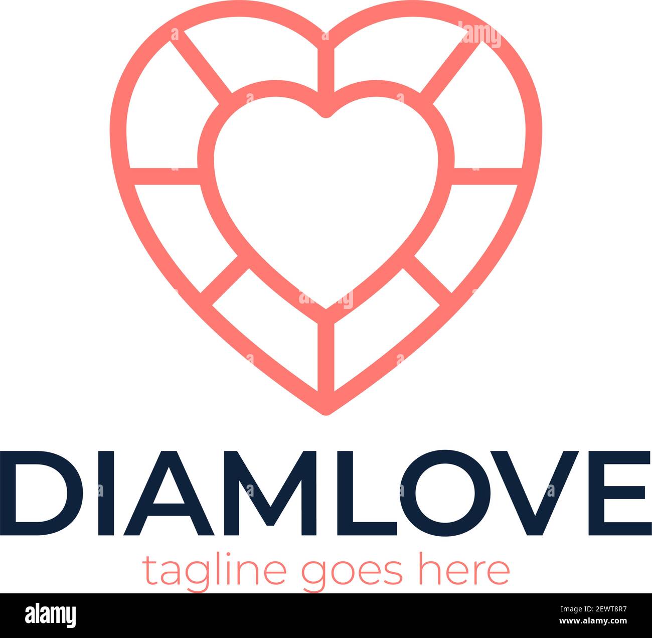 love diamond logo icon design template sign. Modern diamond heart love ...