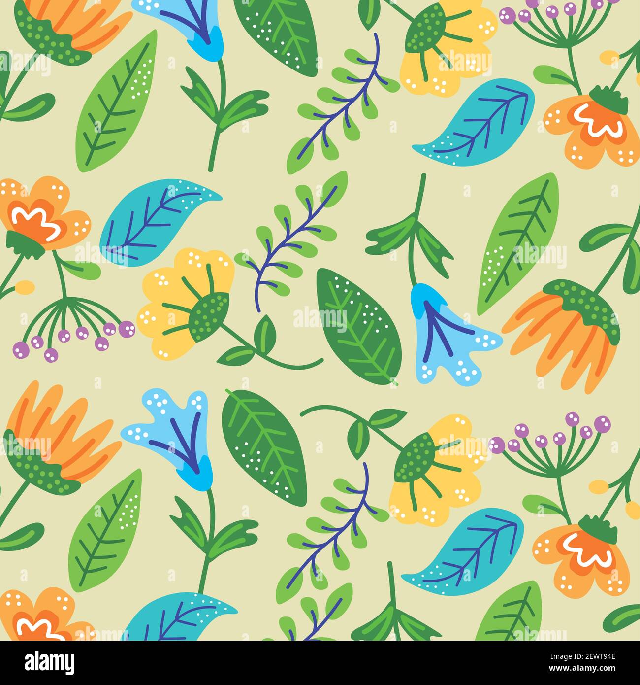 flowers and leafs pattern decoration Stock Vector Image & Art - Alamy