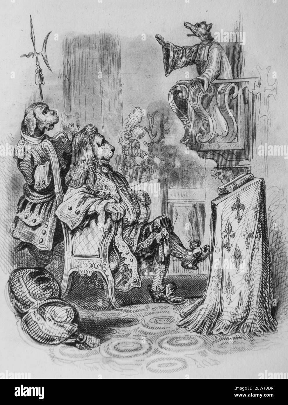 le renard qui preche, fables de florian illustrees par victor adam ...