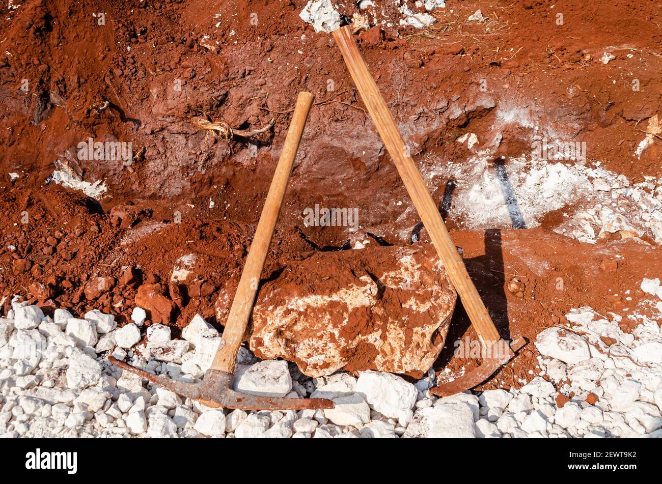 Pickaxes At Work Site Stock Photo - Alamy