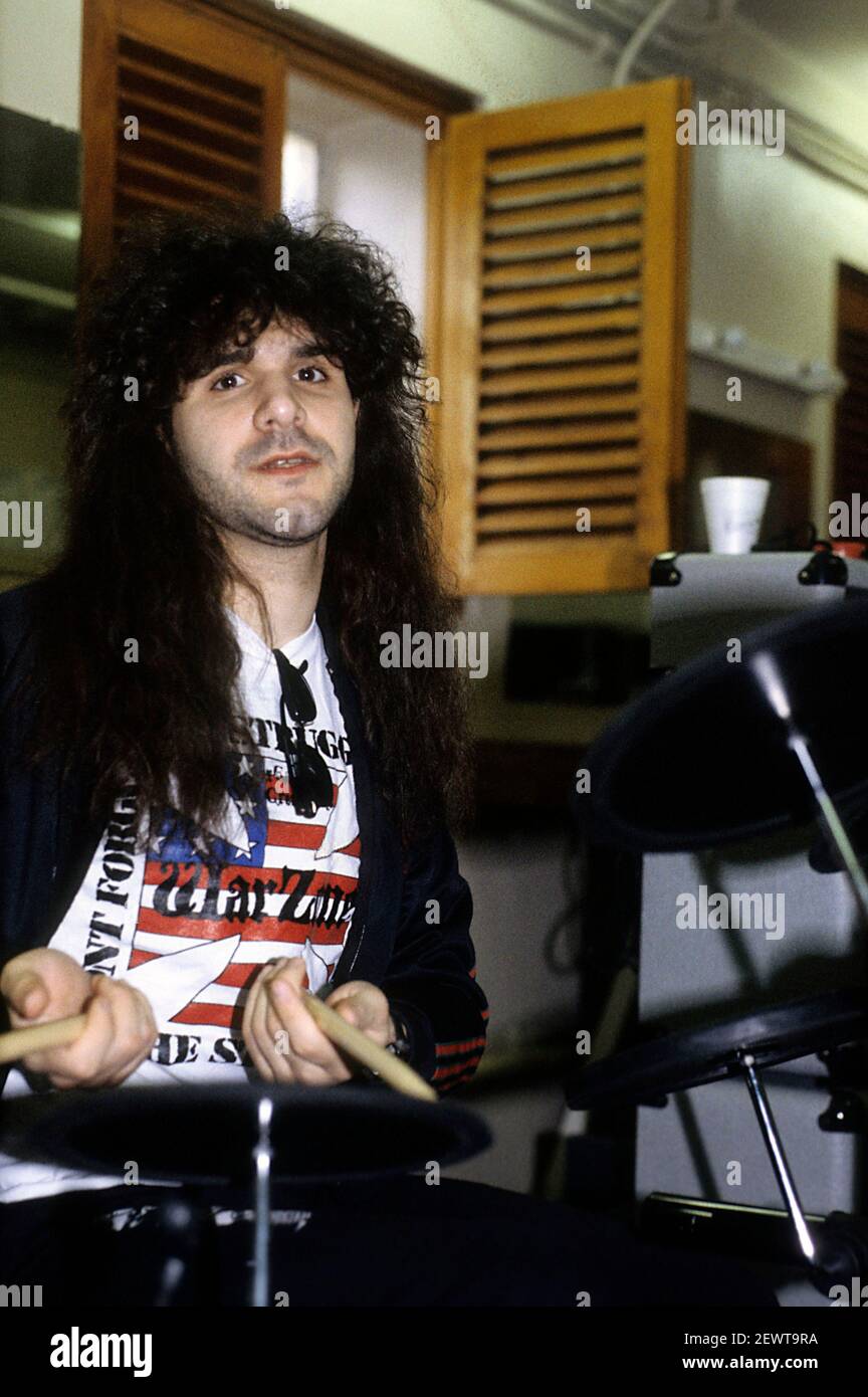 Charlie Benante from Anthrax during a backstage photoshoot at ...
