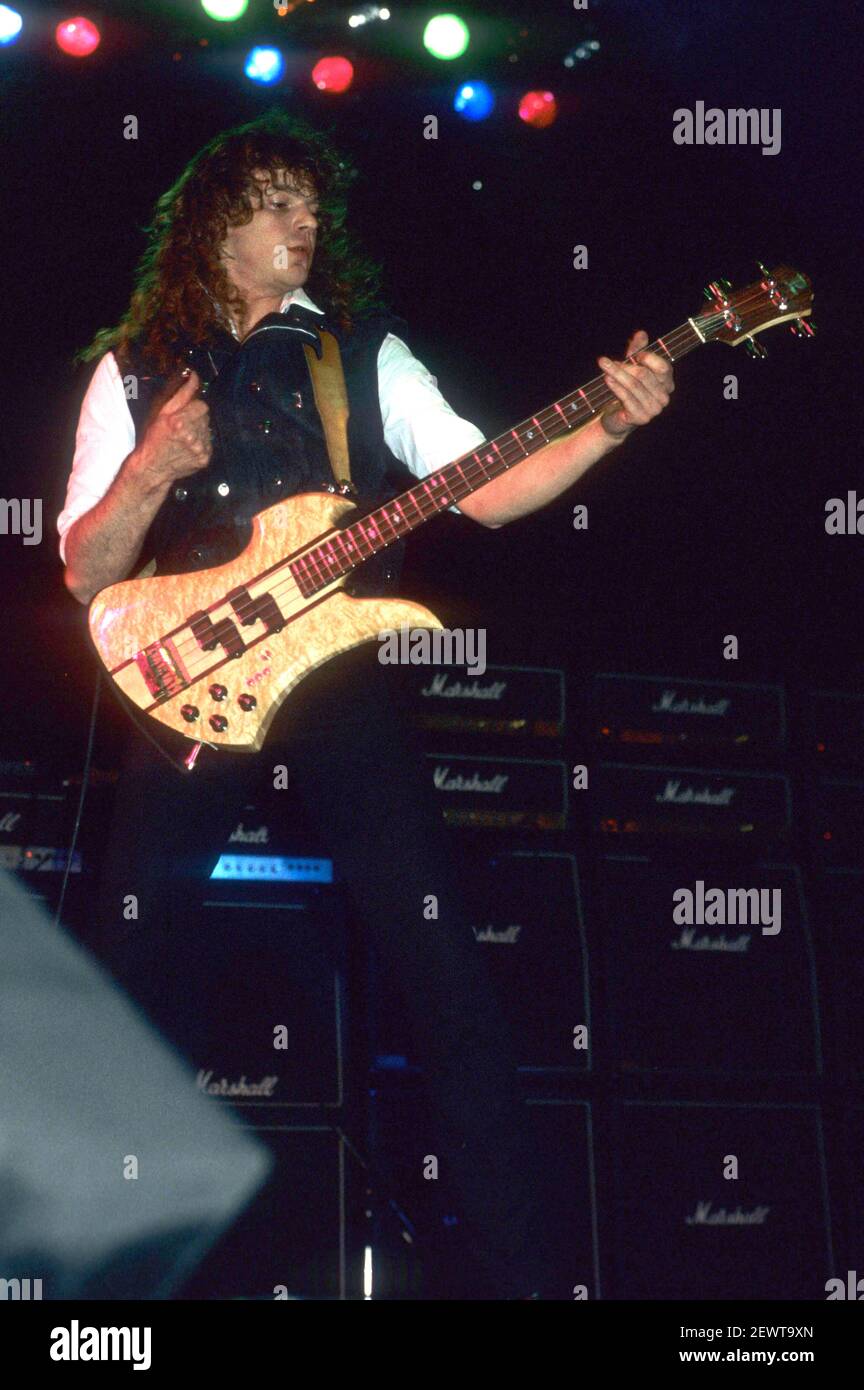 Whitesnake's Neil Murray performing live at a 'Slide it in' tour at ...