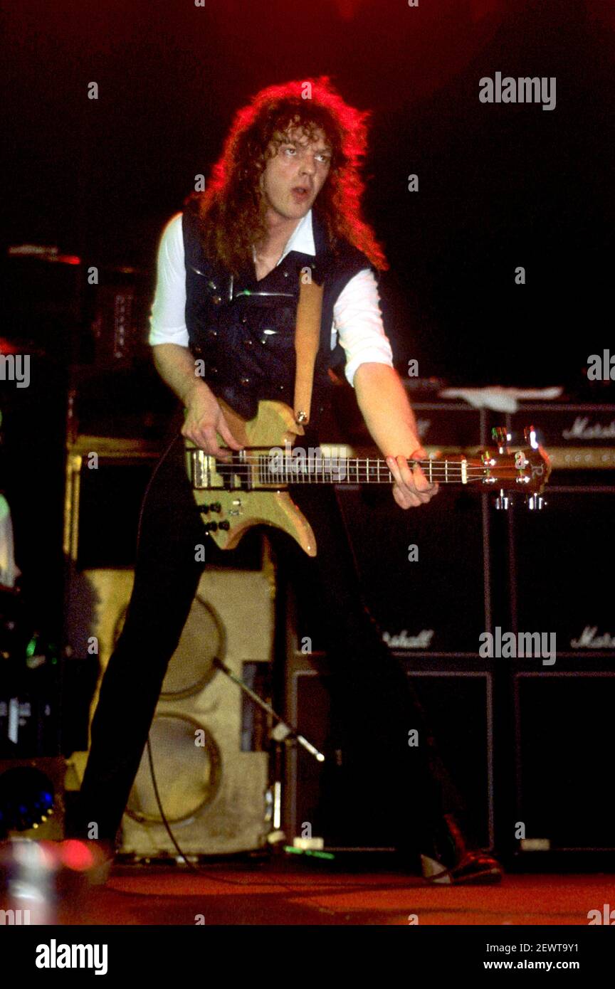 Whitesnake's Neil Murray performing live at a 'Slide it in' tour at ...