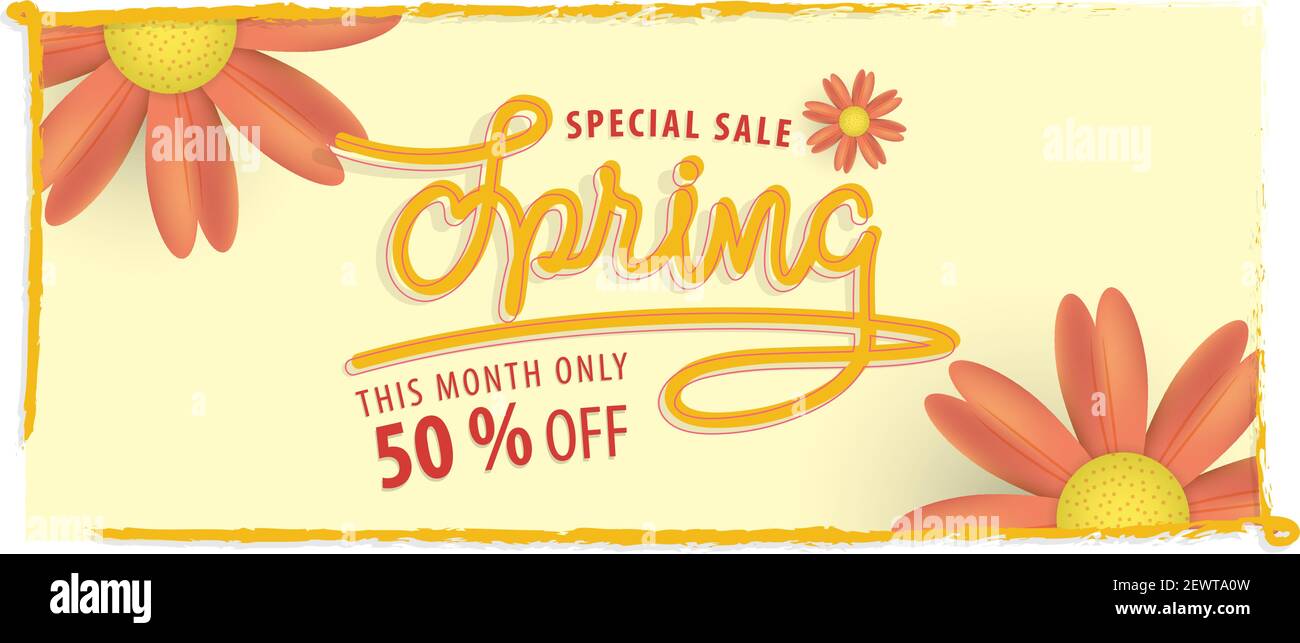 Spring yellow and orange flower 50 percent off heading design and ...