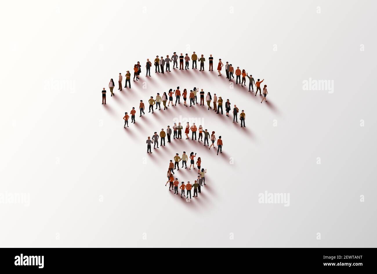 Large group of people in the shape of wi-fi sign. Wireless internet ...